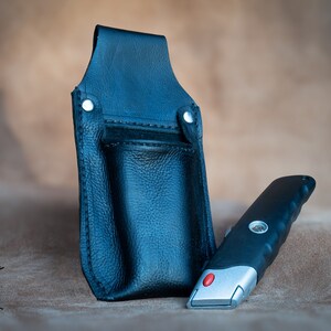 Handcrafted Leather Box Cutter Holster: Belt Loop Utility Knife Sheath ...