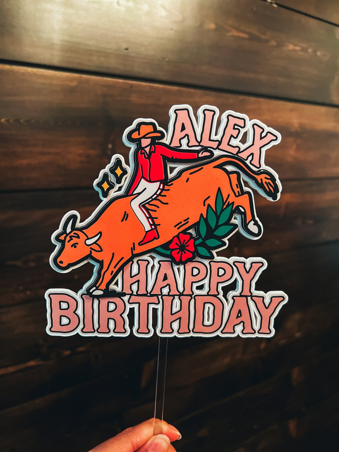Personalized Rodeo Bull Riding Cake Topper: Western Birthday Party ...