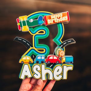Cars Cake Topper, Party Decoration Airplane, Car, Train, Truck Custom ...