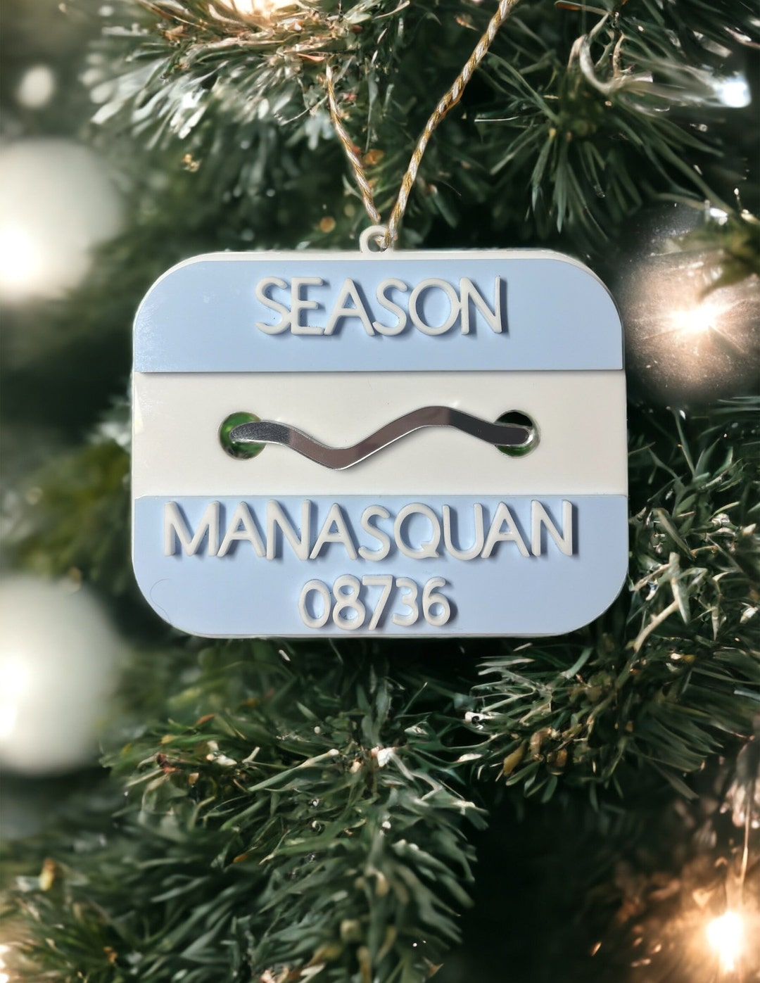 Custom Beach Badge Christmas Ornament, NJ Beach Badge Ornament, NJ ...
