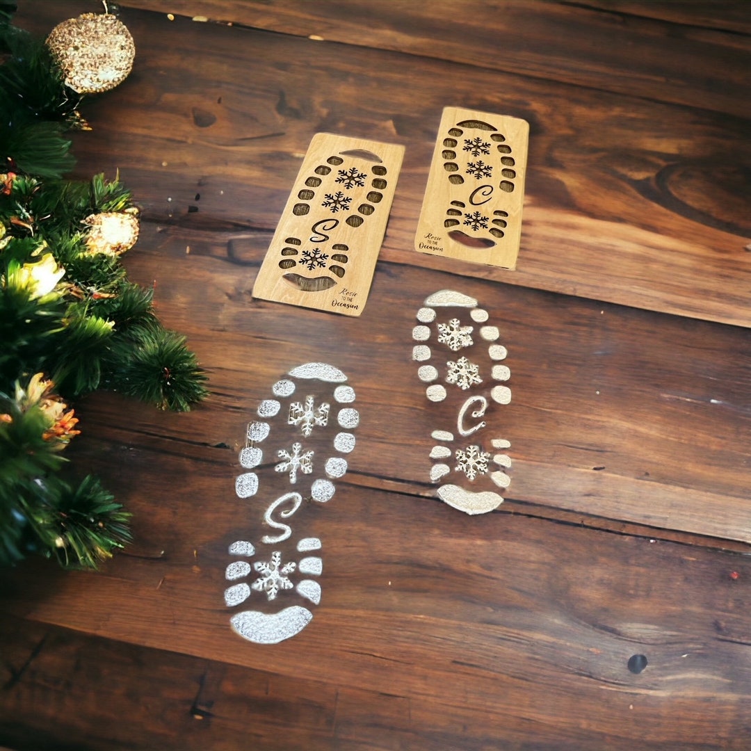 Santa's Boot Print Stencil, Santa Feet Reusable Stencil, Footprint ...