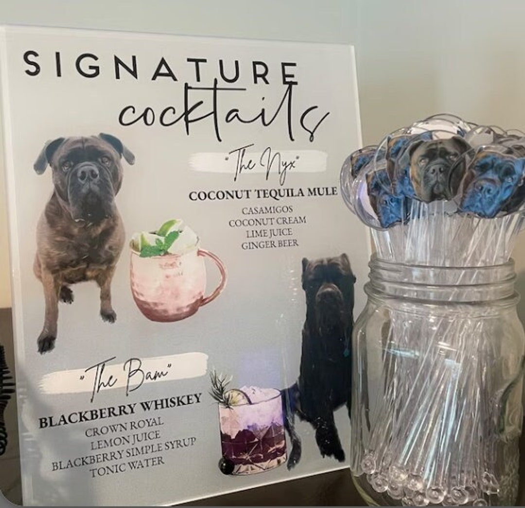 Custom Dog Face Drink Stirrers, Personalized Drink Stirrers, Dog Drink ...