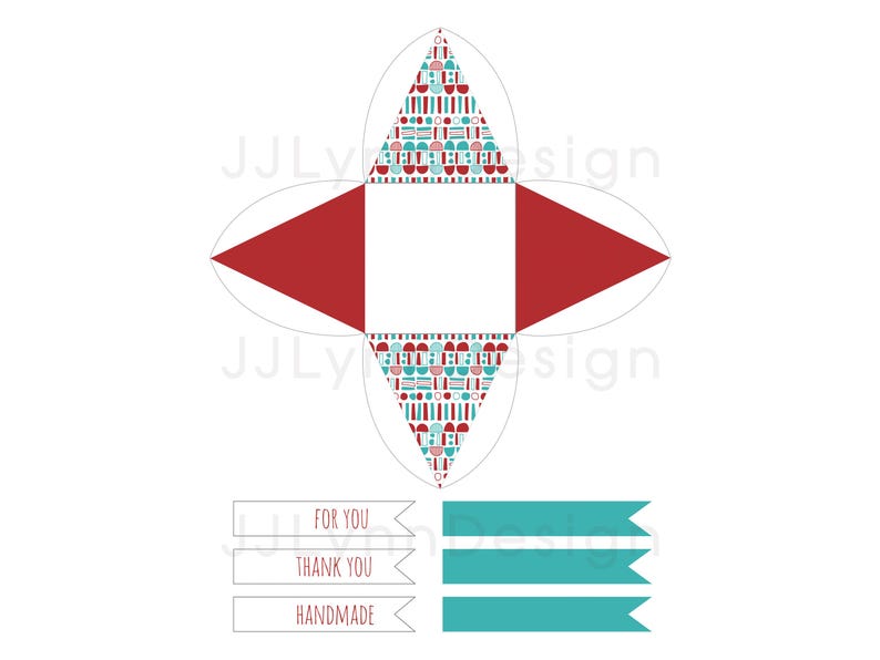 Printable Pyramid Mini Gift Box Template – 2 Colors + Tags – CMYK PDF ...