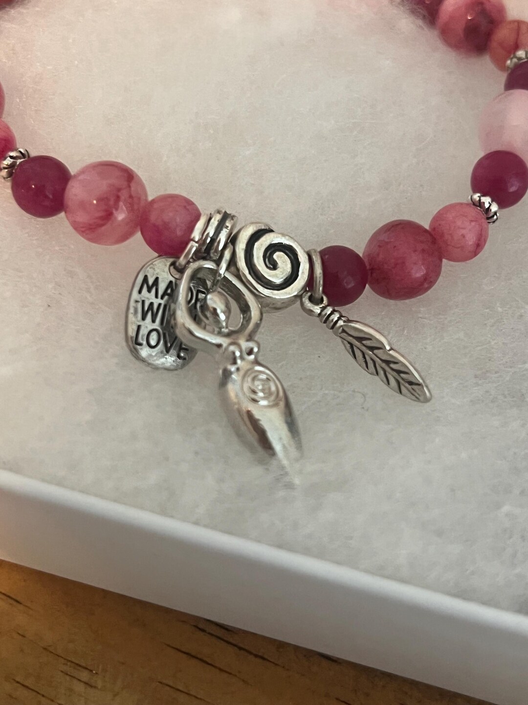 Fertility Godless Charm Steel Silver and Real Gemstone 6mm Turmaline ...