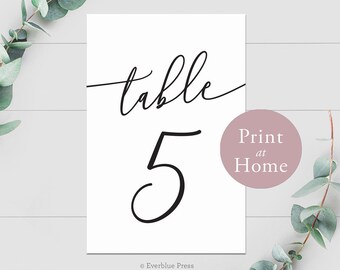 Black Table Numbers Printable, Wedding Table Numbers 1-50, Instant ...