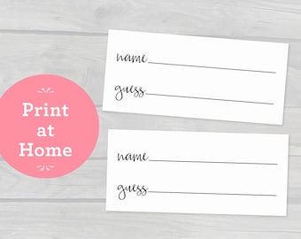 Printable Guess Slips Cards for How Many Game 12 strips per | Etsy