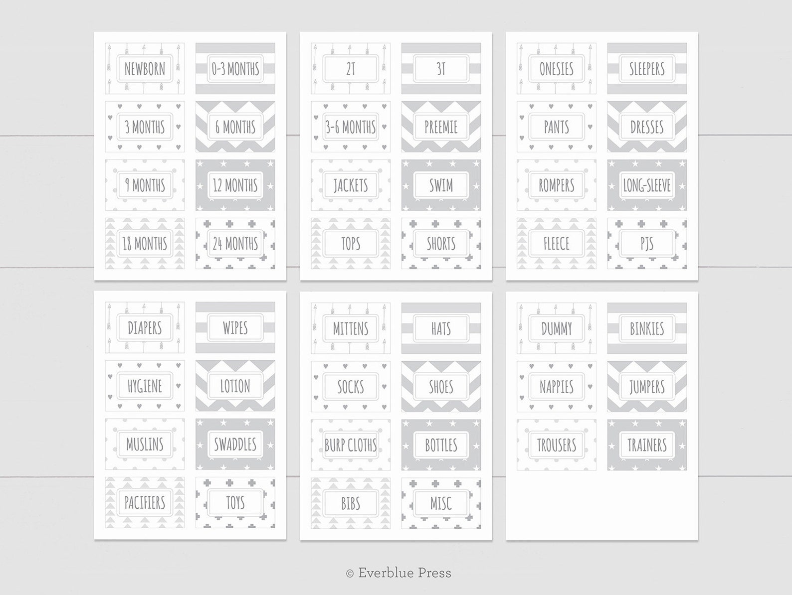 BUNDLE Printable Hangers & Labels, 8 Hangers and 40 Labels PDF Instant ...