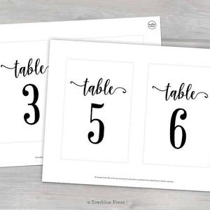 Black Table Numbers Printable, Wedding Table Numbers 1-50, Instant ...