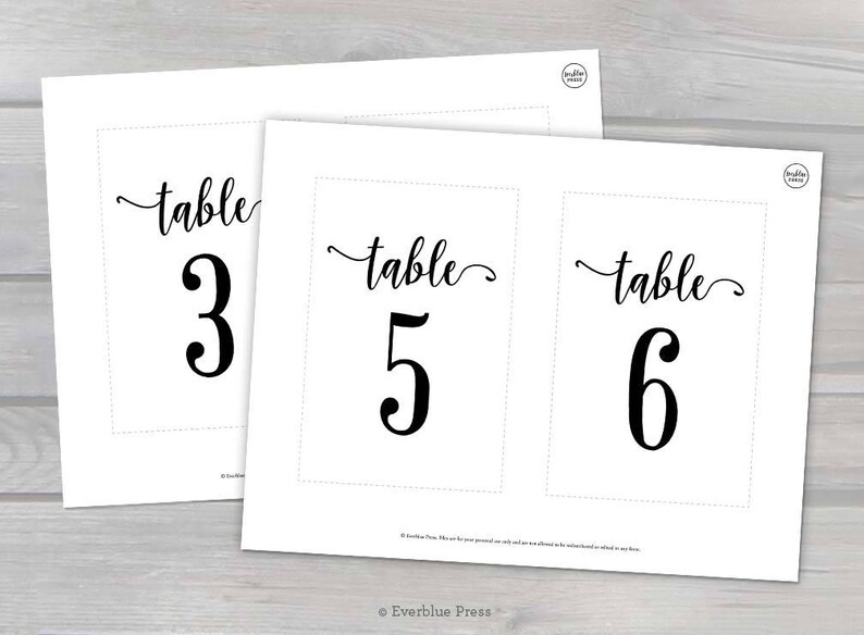 Black Table Numbers Printable, Wedding Table Numbers 1-50, Instant ...