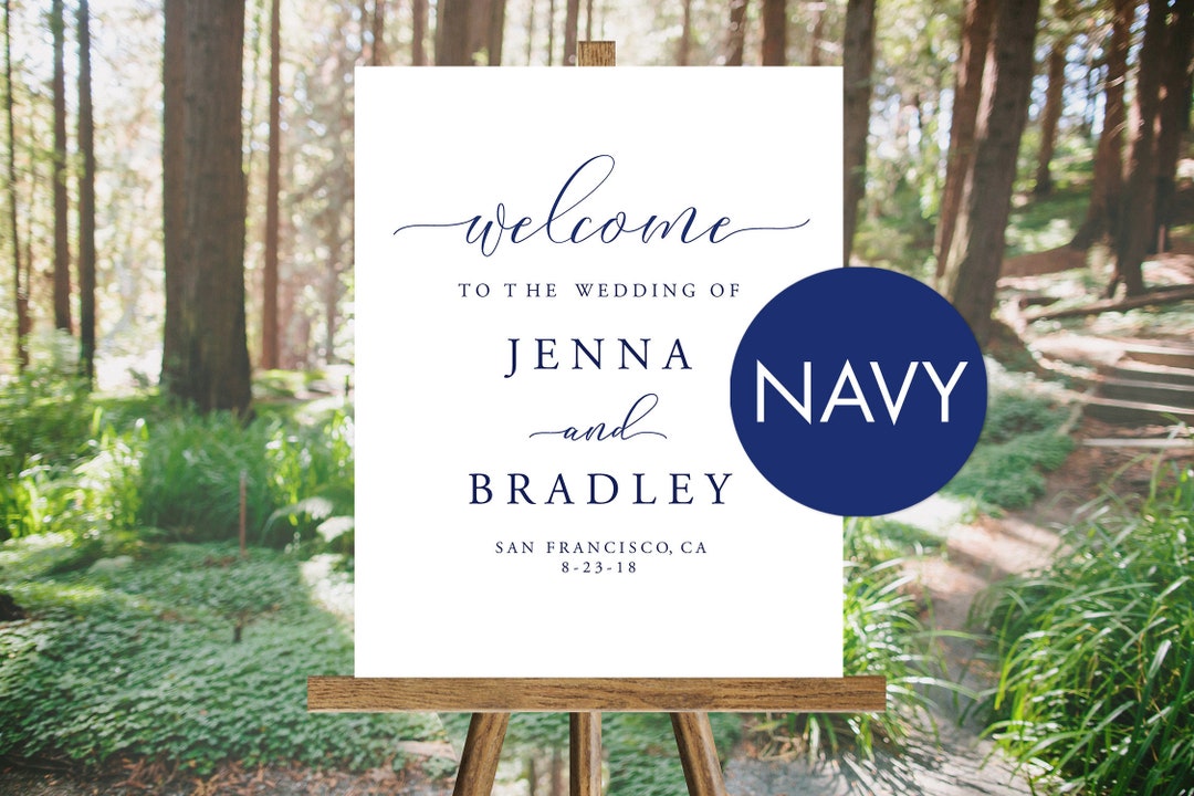 Navy Wedding Welcome Sign Printable, Instant Download - Etsy