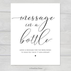 Message in a Bottle SIGN + CARDS Printable PDF | 5x7 8x10 11x14 Instant ...