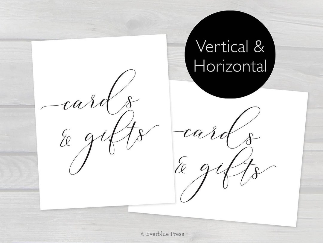 Cards and Gifts Sign PDF Printable for Wedding or Birthday, 4x6, 5x7 ...