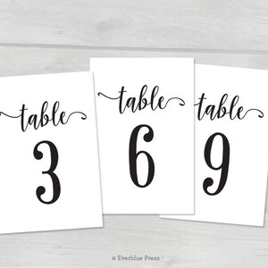 Printable Black Table Numbers, Wedding Table Numbers 1-50 - Etsy