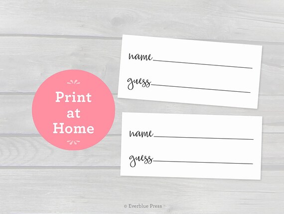 Printable Guess Name Strips PDF 12 slips per page Instant | Etsy