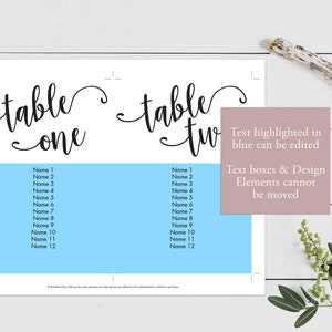 5x7 Wedding Seating Chart Cards Printable, Tables 1-20, Editable Guest ...