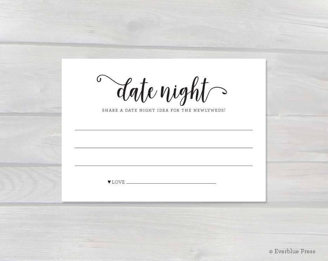 Date Night Card Printable PDF, 3.5x5" Instant Download, Date Ideas ...