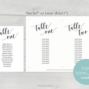 5x7 Black Wedding Seating Chart Cards Printable, Tables 1-20, Instant ...
