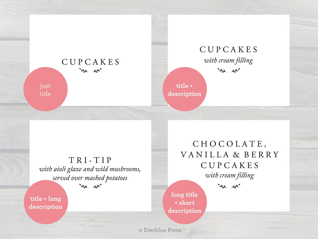 Buffet Card, Folding Food Sign, Printable Template PDF, Instant ...