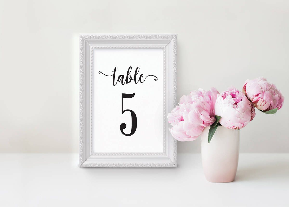 Printable Black Table Numbers, Wedding Table Numbers 1-50 - Etsy