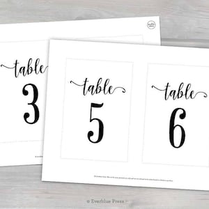 Printable Black Table Numbers, Wedding Table Numbers 1-50 - Etsy