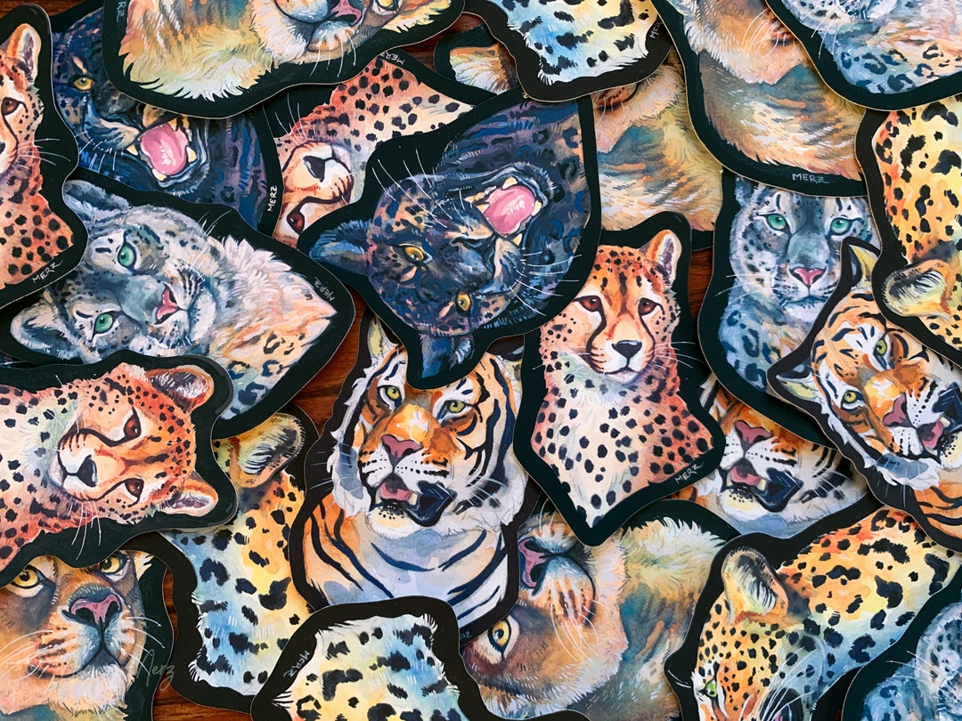 3" Vinyl Big Cat Die Cut Stickers ~ Tiger ~ Lion ~ Leopard ~ Panther ...