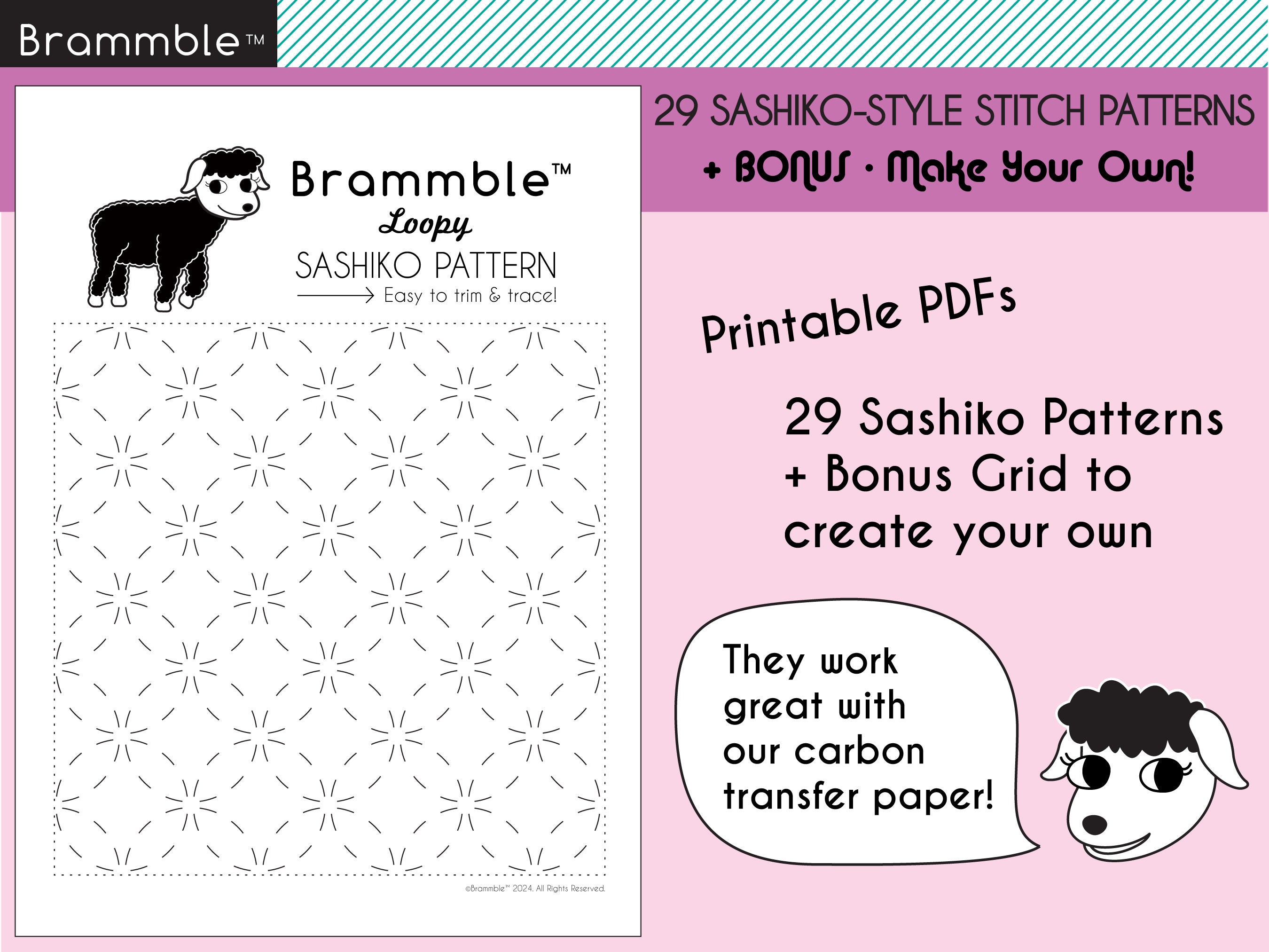 29 Printable Sashiko Patterns for Geometric Stitching & Mending ...