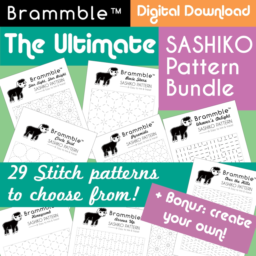 29 Printable Sashiko Patterns for Geometric Stitching & Mending ...