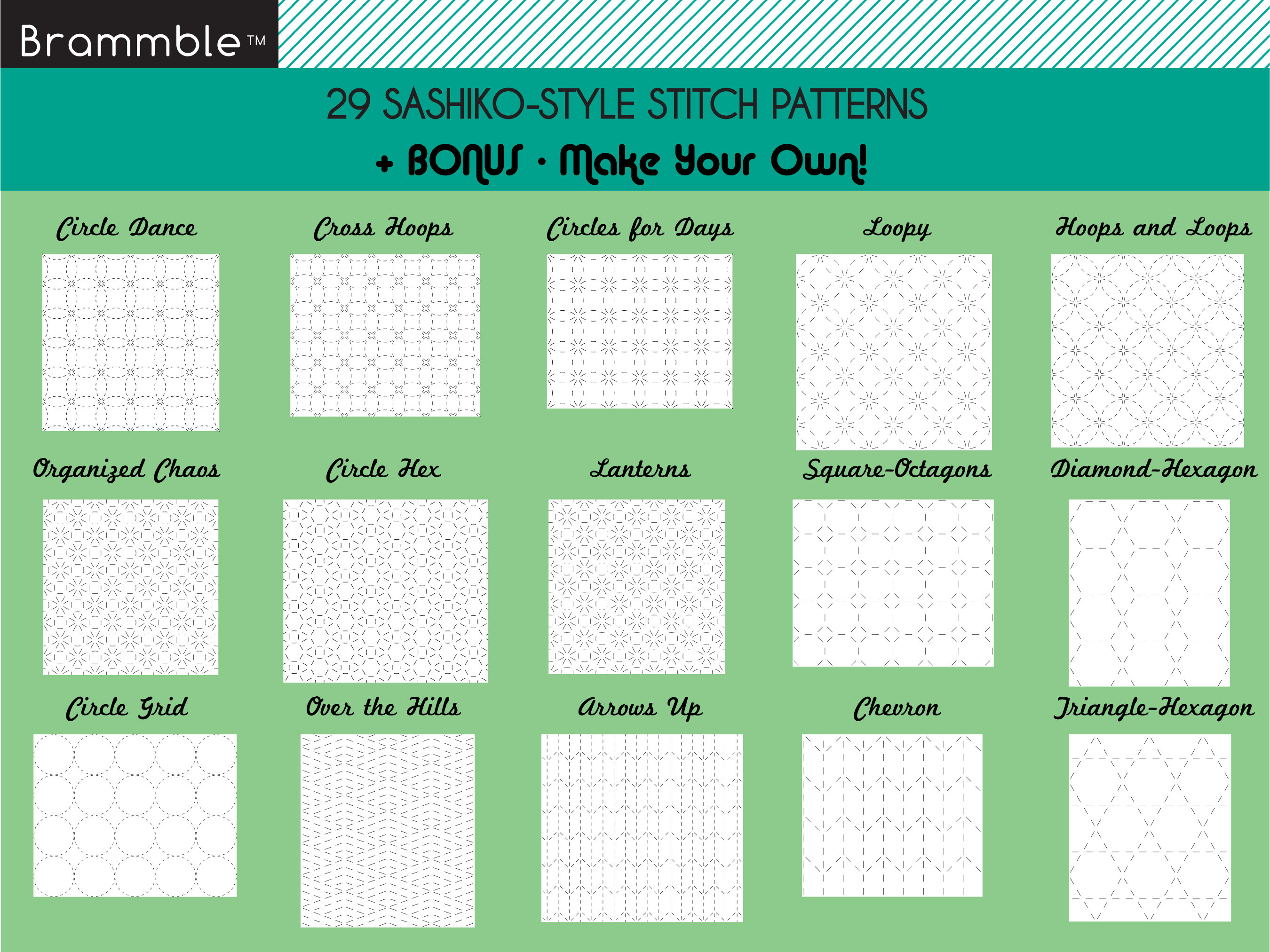 29 Printable Sashiko Patterns for Geometric Stitching & Mending ...