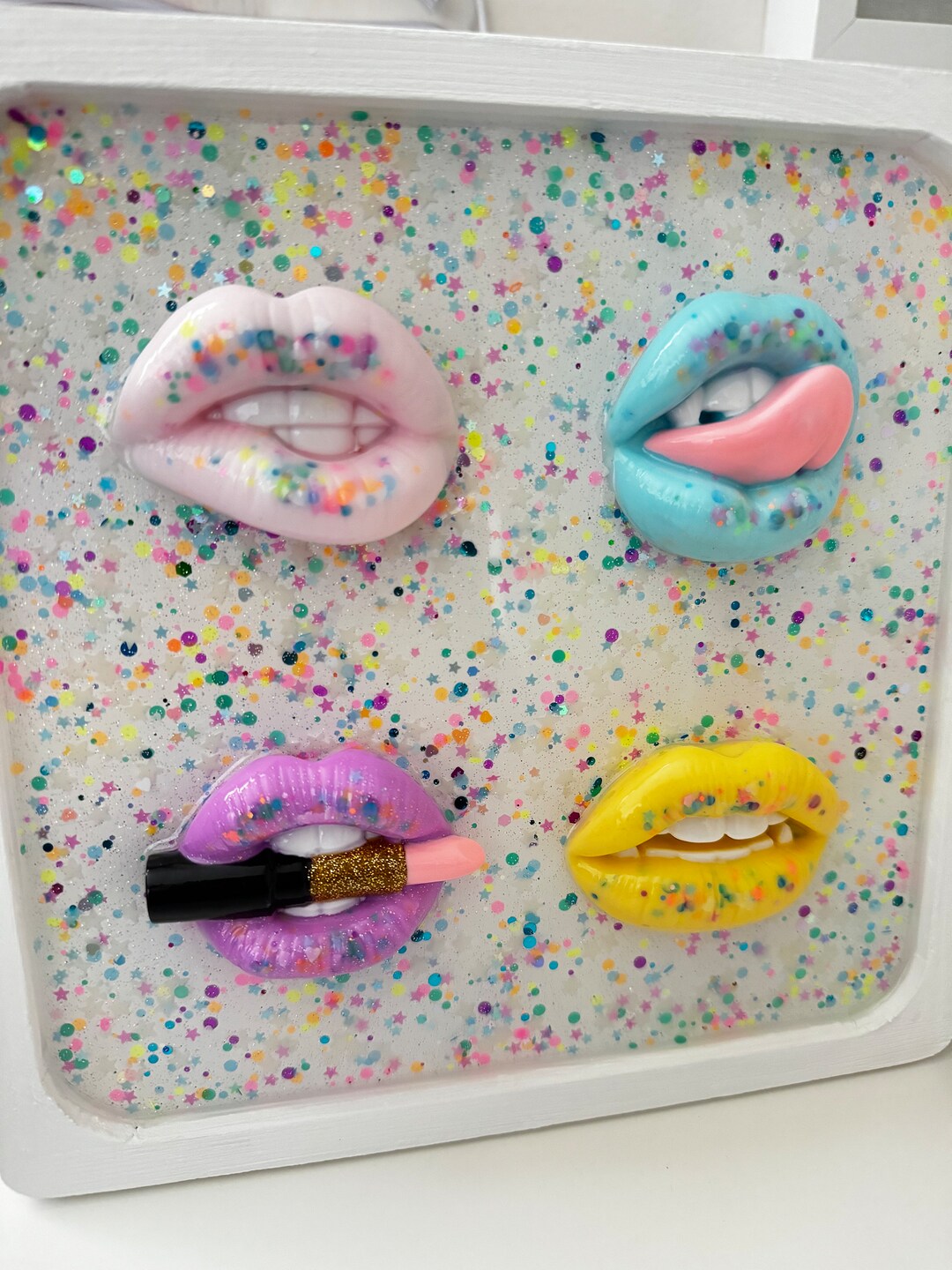 Lip Pop Art 80s Picture Lip Collage Resin Art Wall Art 2D Wall Art ...