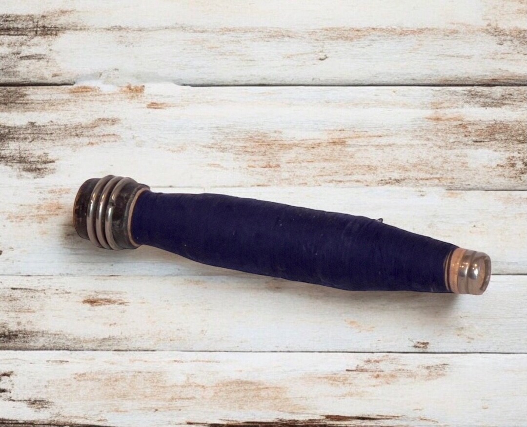 Vintage Textile Bobbin With Navy Blue Burgandy Thread / Vintage Shuttle ...