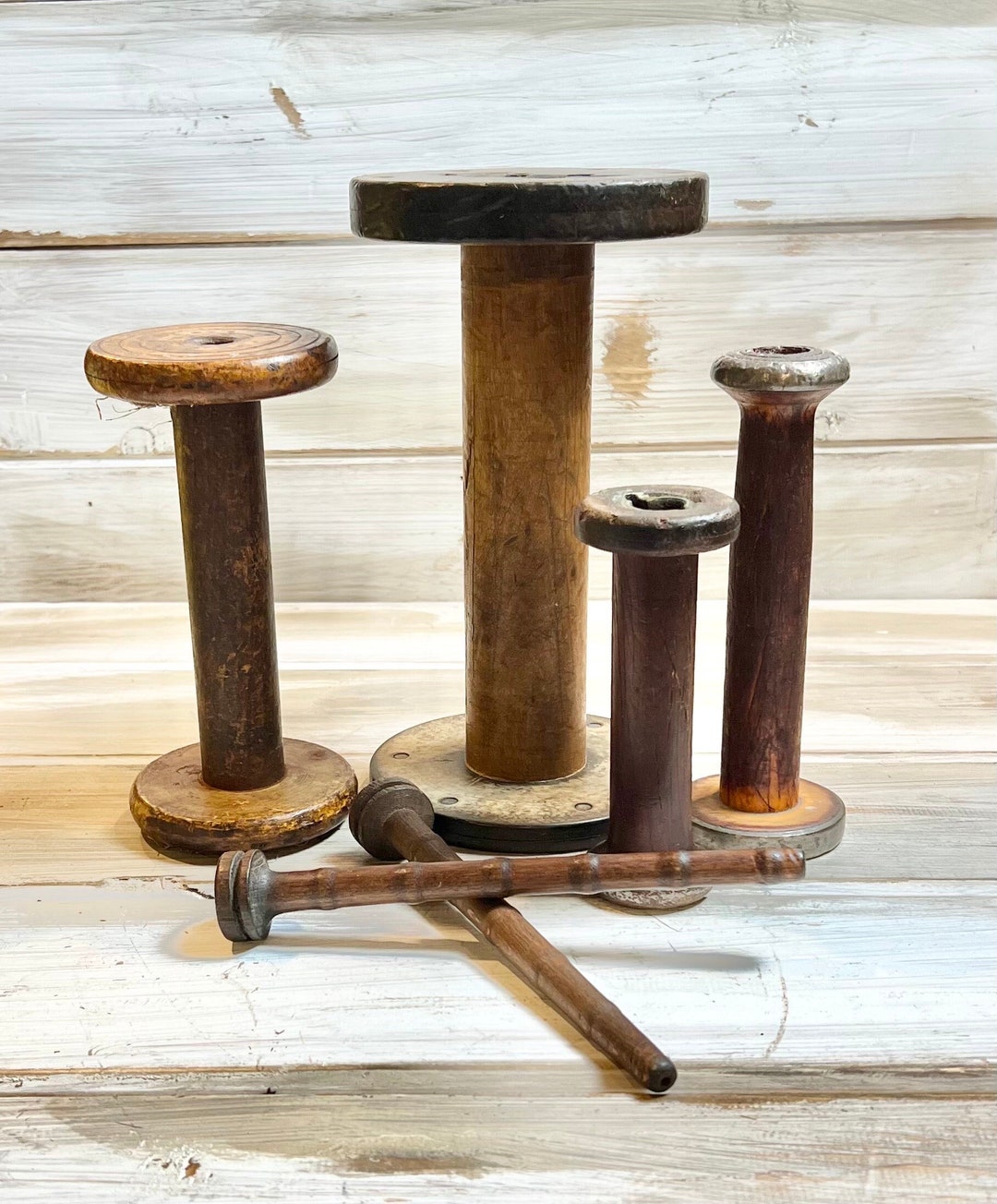 Vintage Sewing Bobbin Spools / Antique Wood Spools - Etsy
