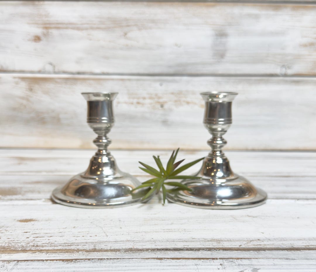 Vintage Silver Candlestick Set - Etsy