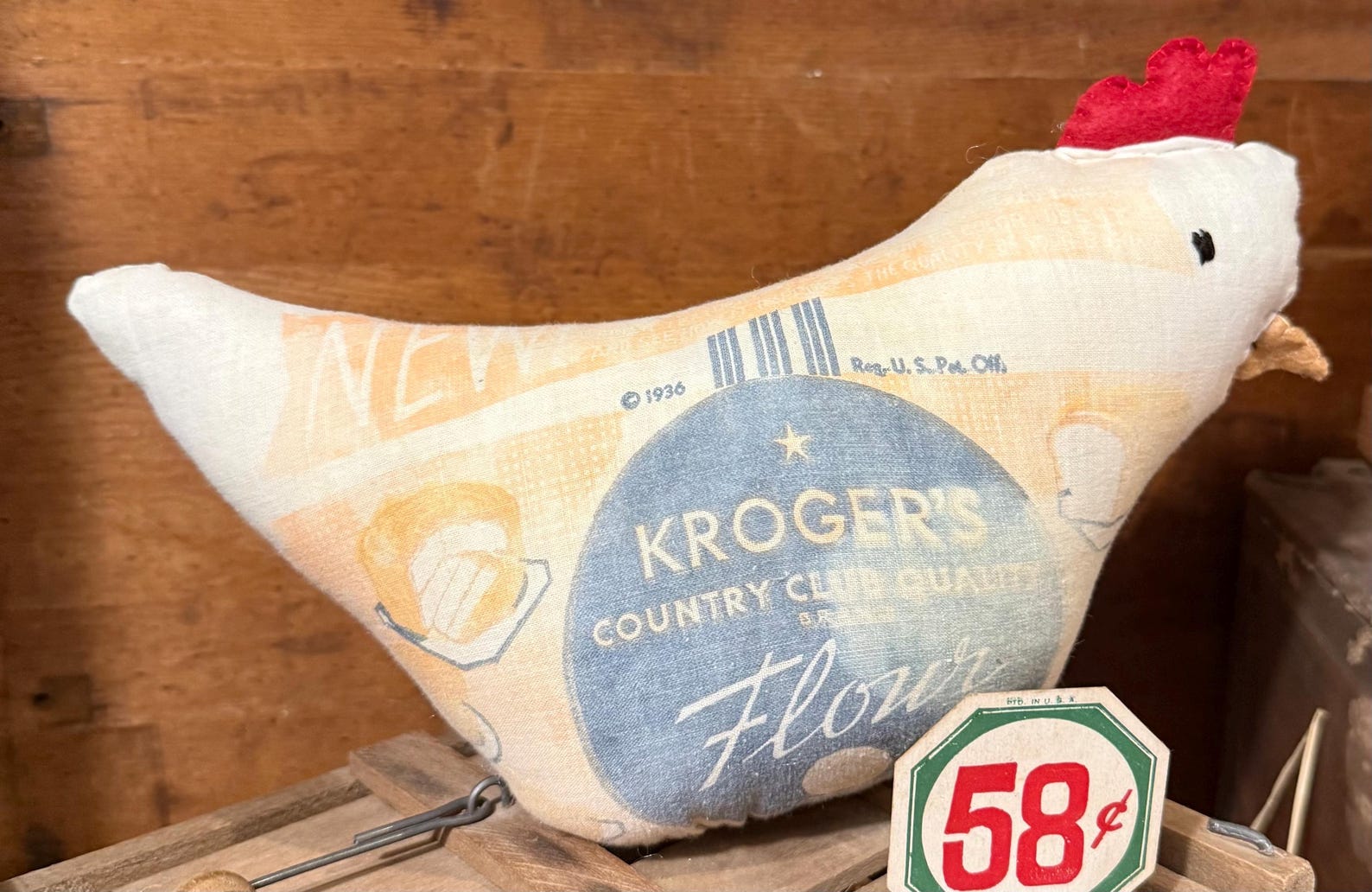 Vintage Feed Sack Chicken / Farmhouse Hen / Primitive Decor - Etsy