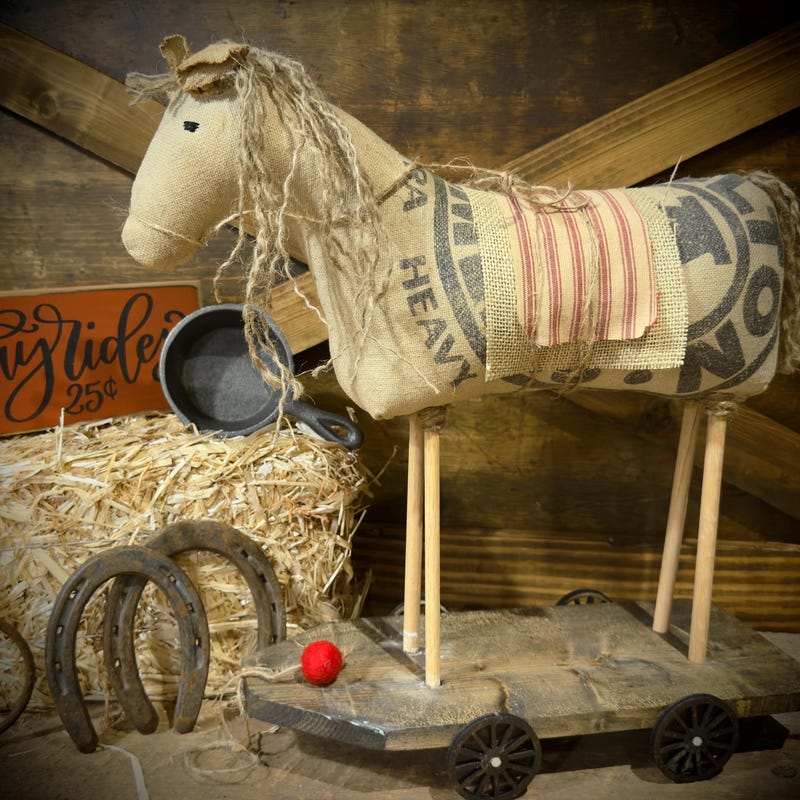 Primitive Horse Pull Toy - Etsy