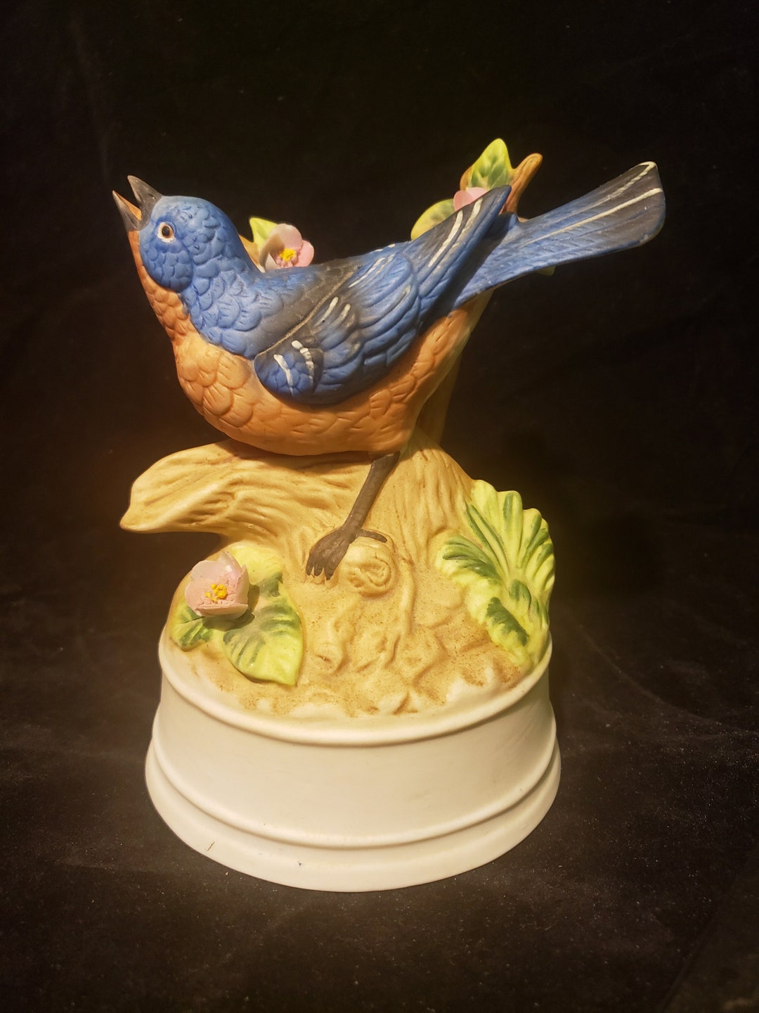 Milano Porcelain Blue Bird Music Box Sculpture by Eda - Etsy