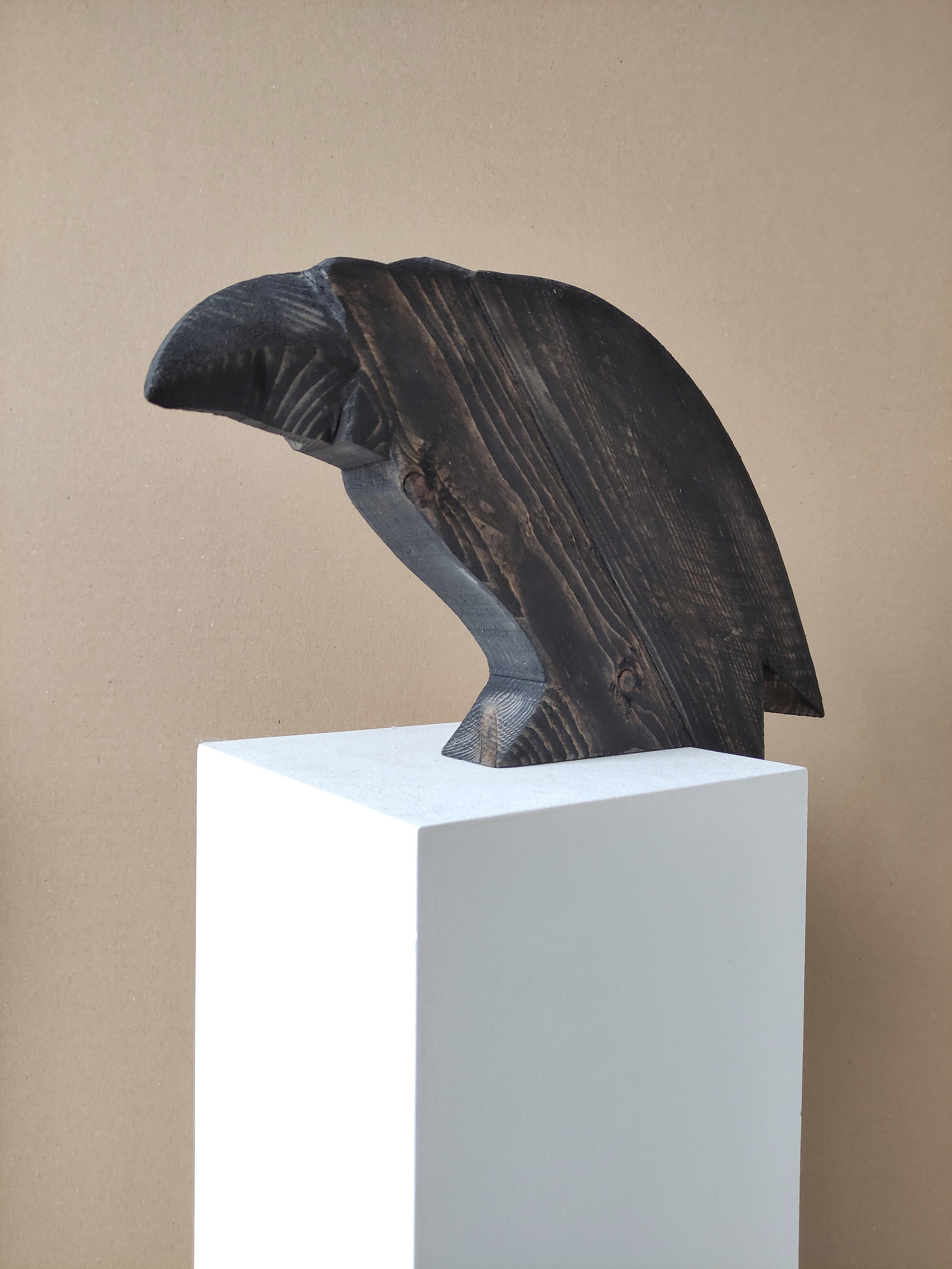 Raven Wooden Sculpture Raven Figure Raven Munin Hugin - Etsy