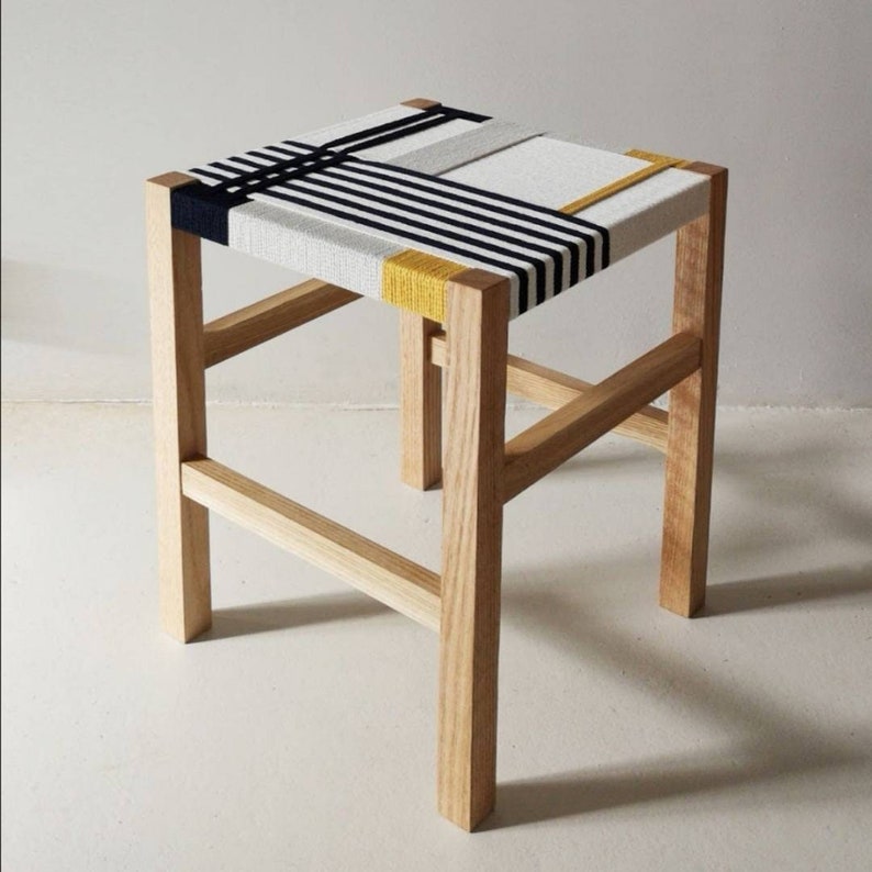 Marinel Stool. Handcrafted From Wood and Cotton Rope. Textile Design ...