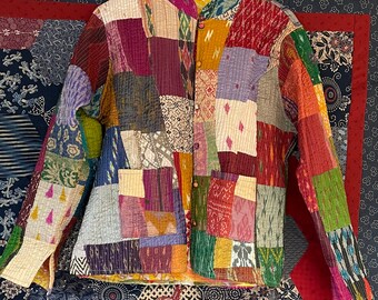 Hooded Swing Style Patchwork Quilted Jacket Made From an Old Quilt. - Etsy