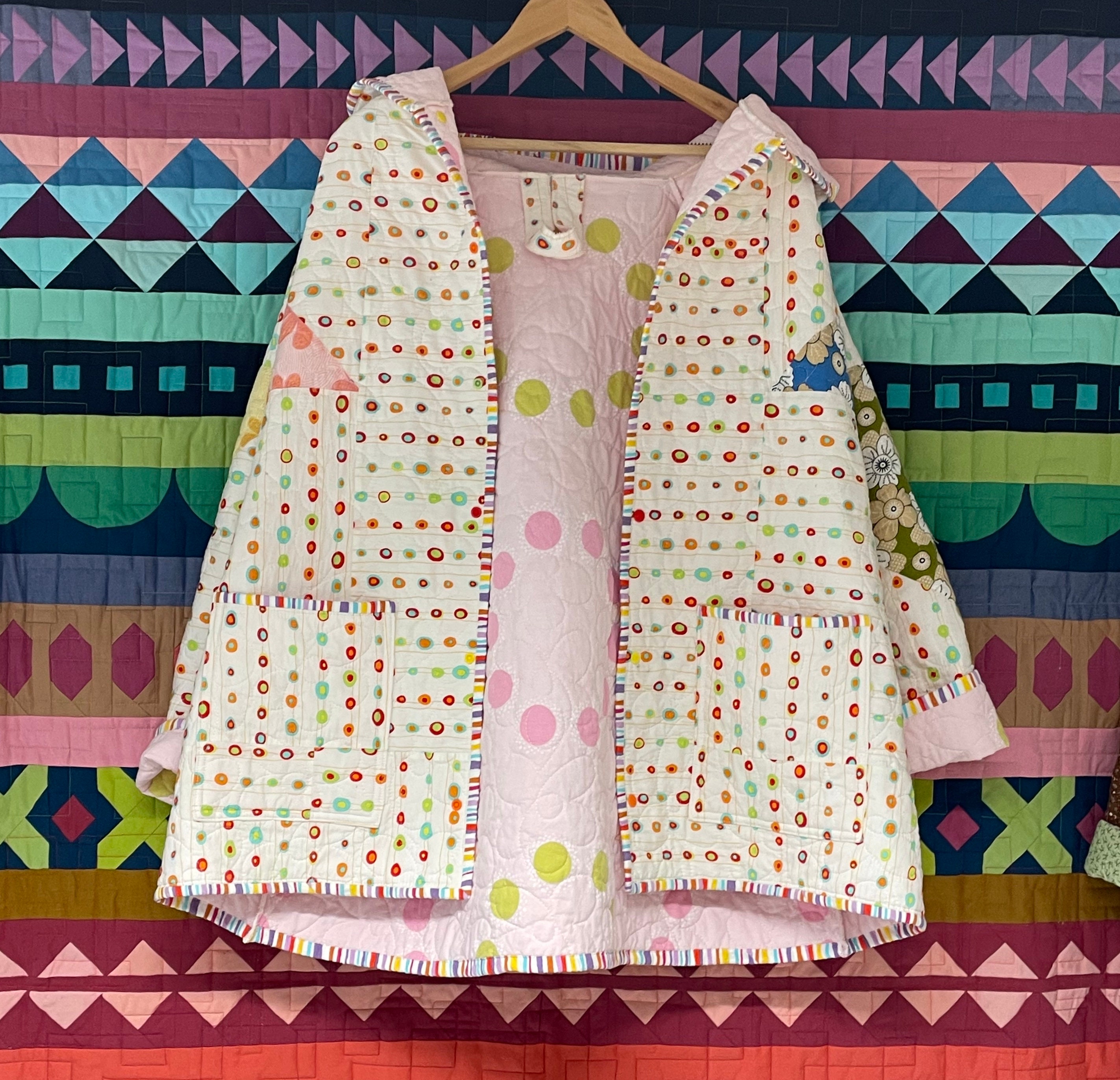 Hooded Swing Style Patchwork Quilted Jacket Made From an Old Quilt. - Etsy