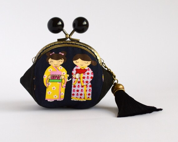 Hand Crafted Gold Embossed Japanese Coin Purse With Kiss Lock | Etsy