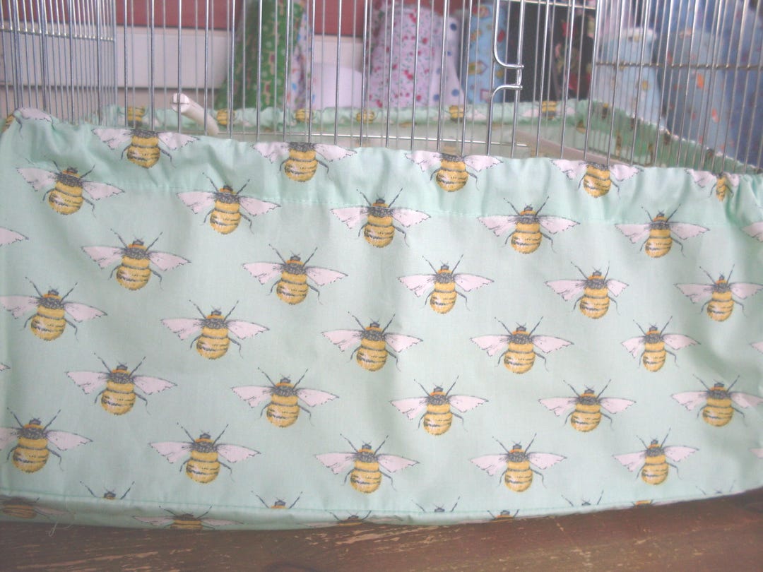 Bumble Bee Print Cotton Bird Cage Cover Seed Catcher Med Sized 14 X ...