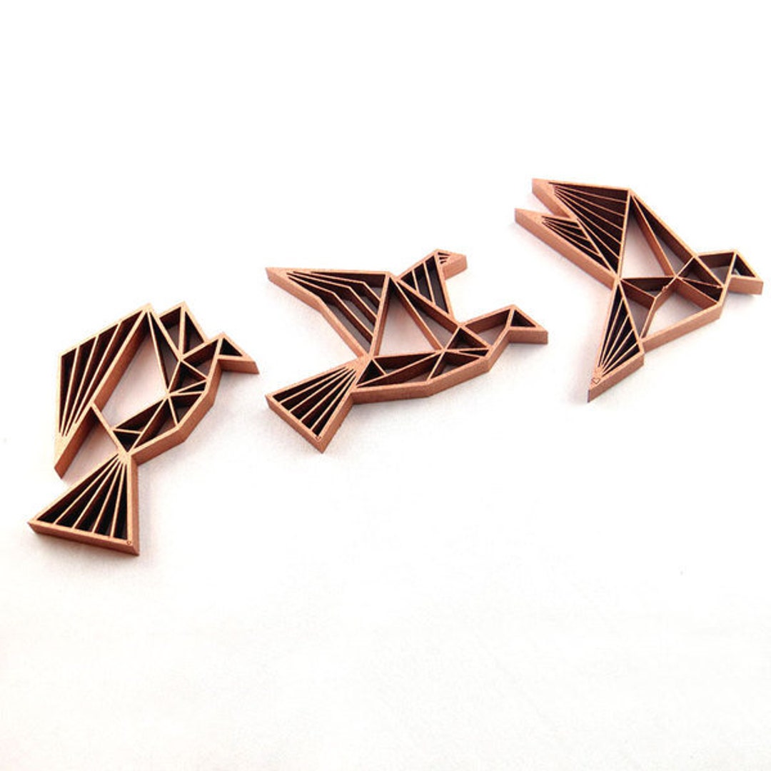 Three Birds Flying 3D Wood Motif & Wall Decoration - Etsy