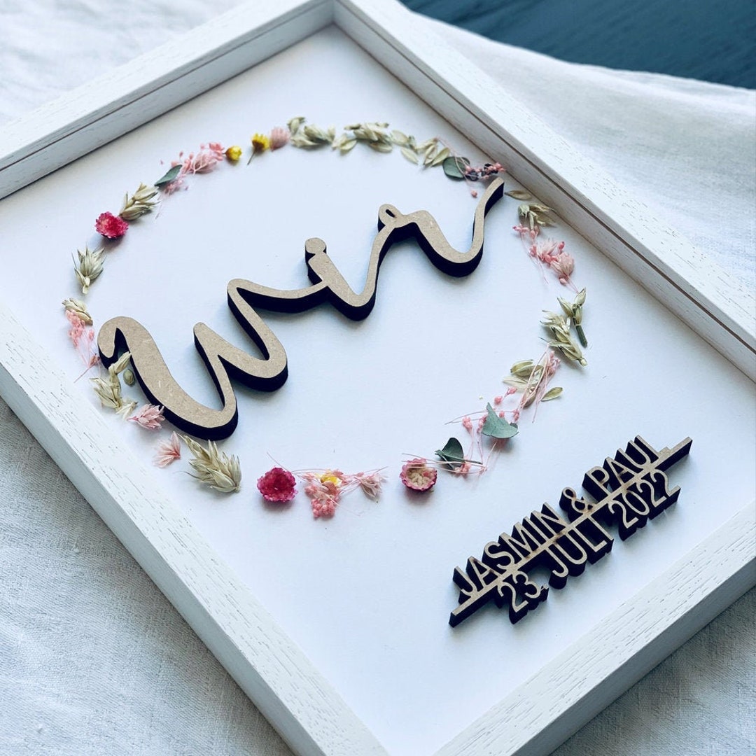 DIY Set "we" With Individual Names, Date, Frame and Dried Flowers - Etsy