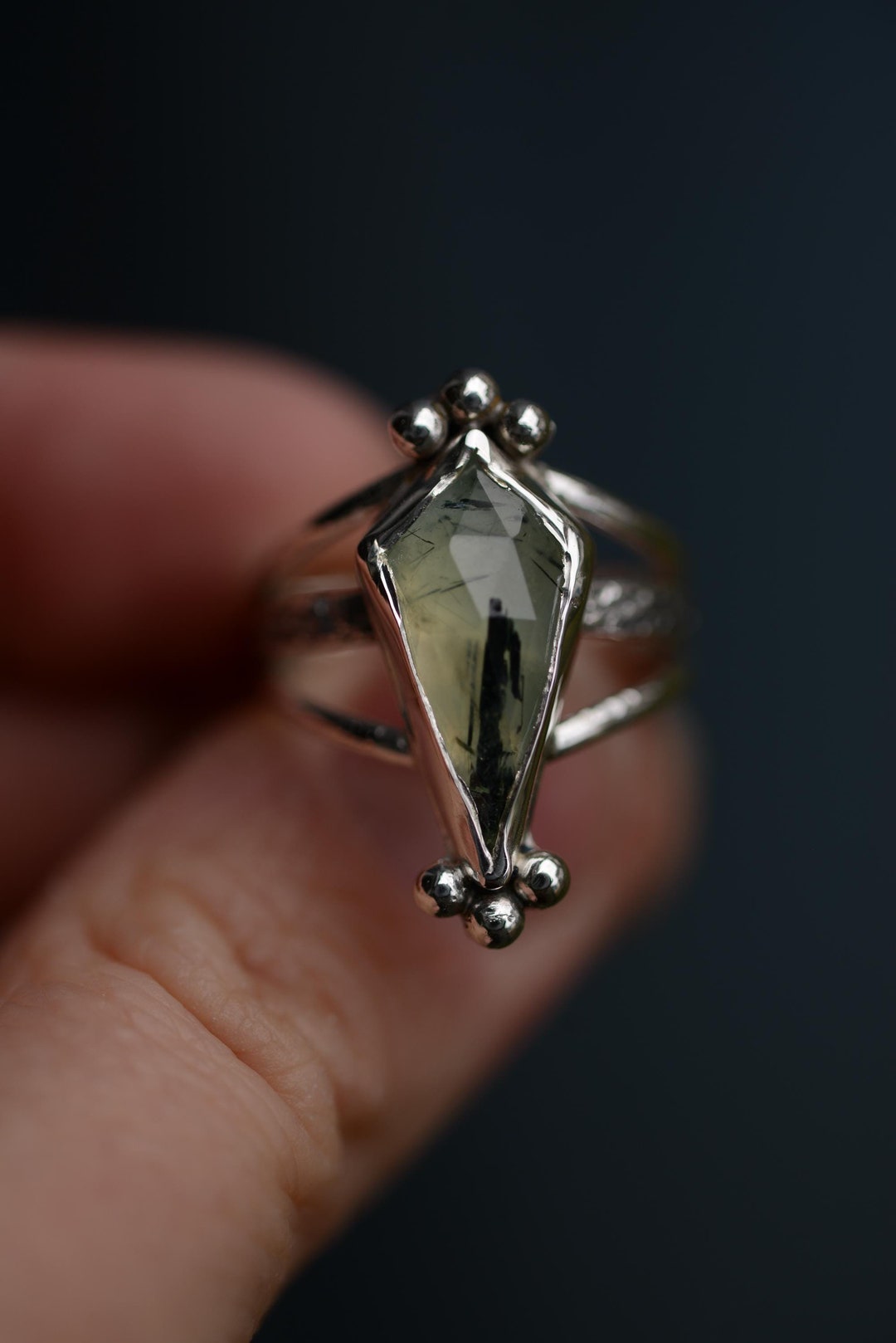 Nature Inspired Ring With Natural Prehnite Gemstone. Handmade Statement ...