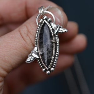 Moth Necklace With a Tourmalinated Quartz Handcrafted With Sterling ...