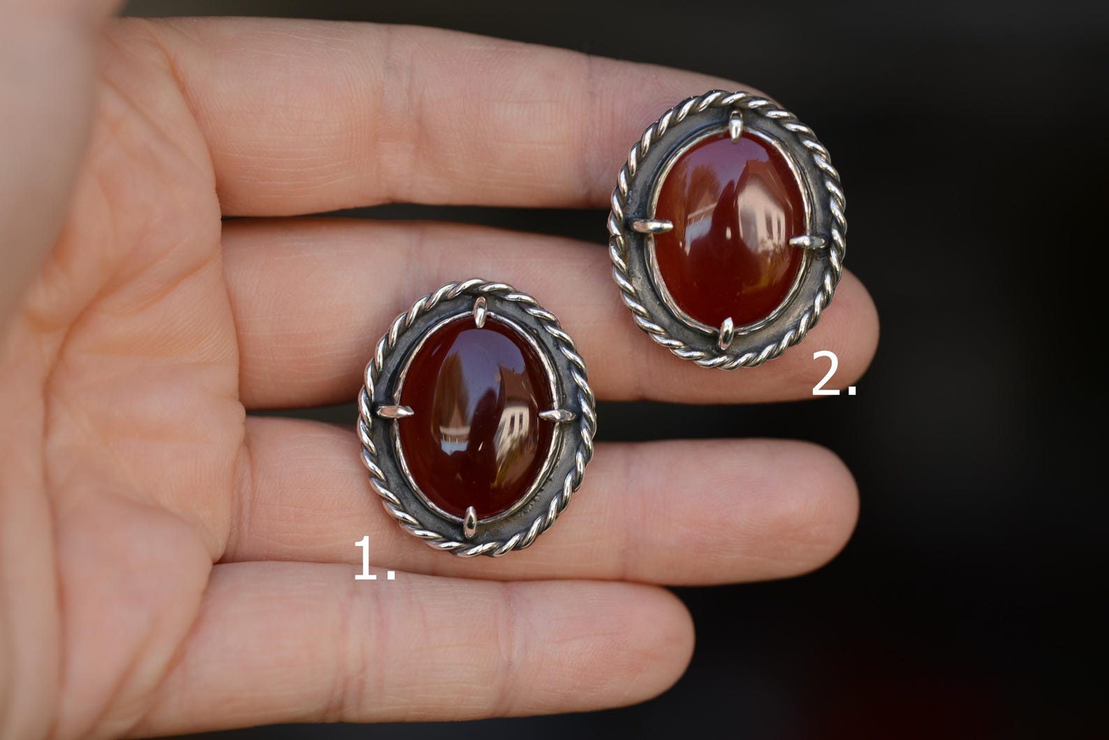 Long Statement Ring With a Big Red Carnelian Stone Inspired by Medieval ...
