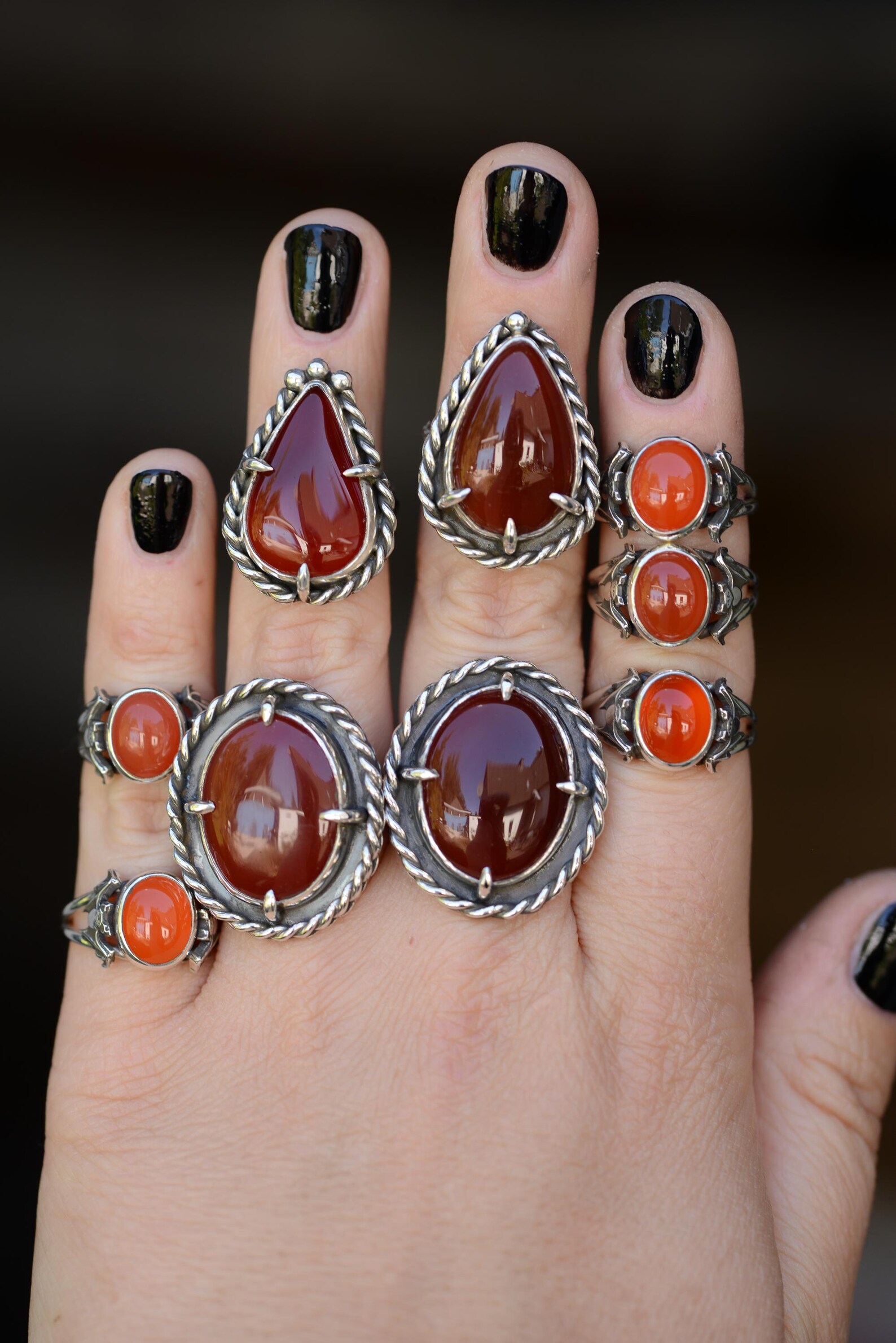 Long Statement Ring With a Big Red Carnelian Stone Inspired by Medieval ...