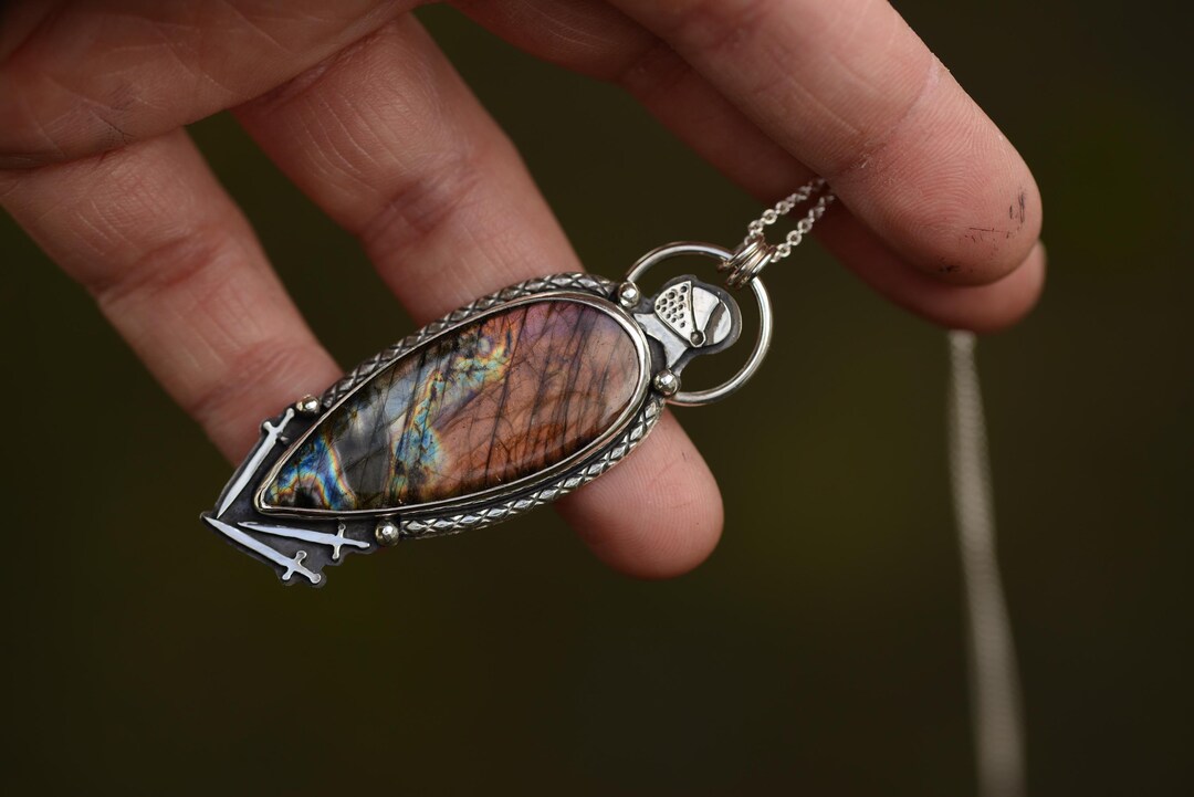 Medieval Jewelry Handmade With a Colorful Labradorite Gemstone. Knight ...