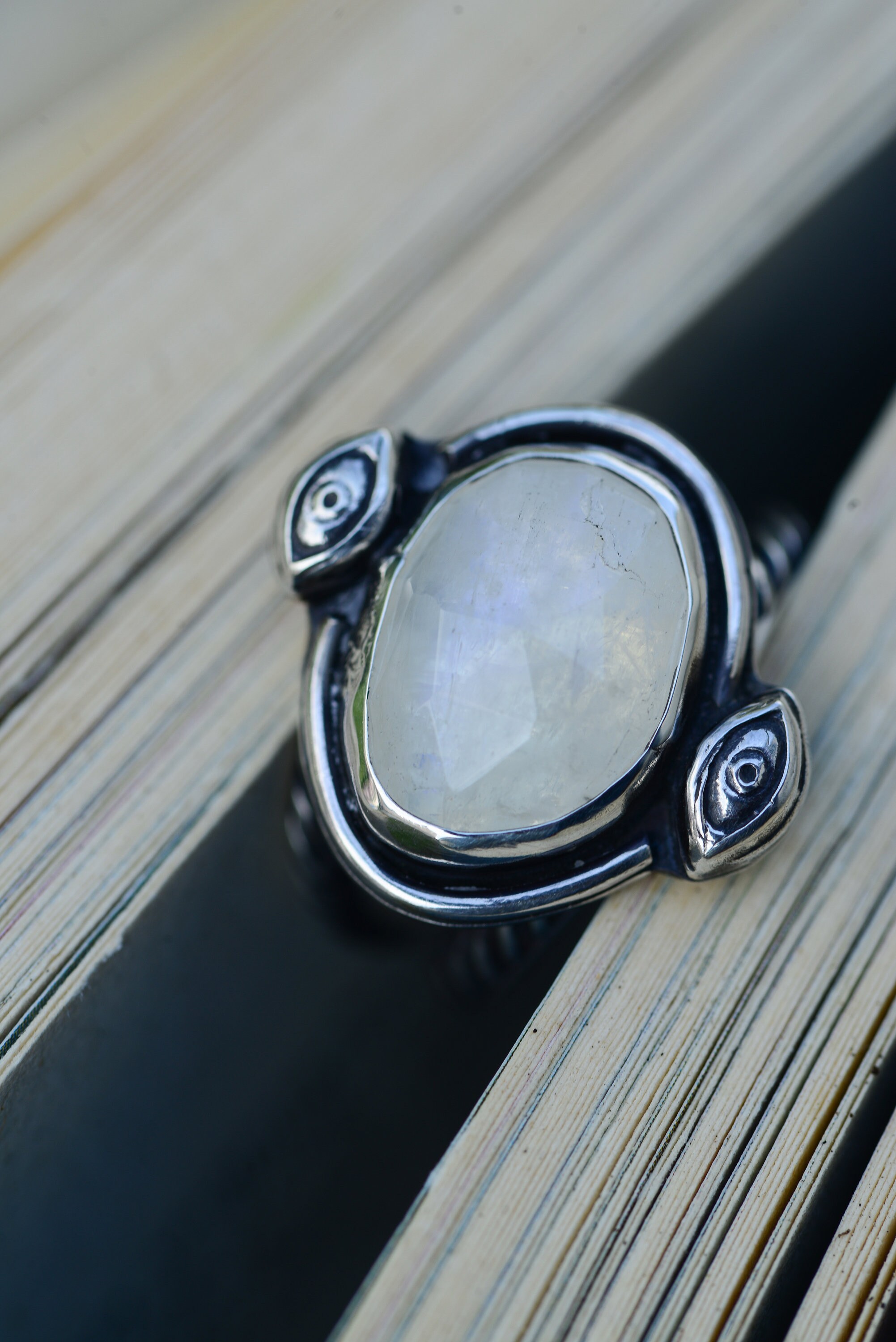 Handmade moonstone ring in 6.5 US 53mm sterling silver 925 | Etsy