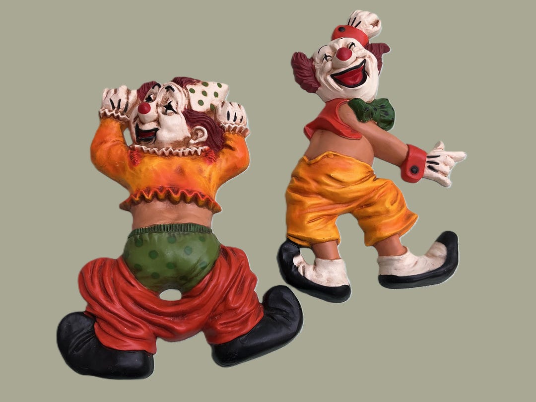 Pair Retro Wall Hanging Clowns From Homco - Etsy